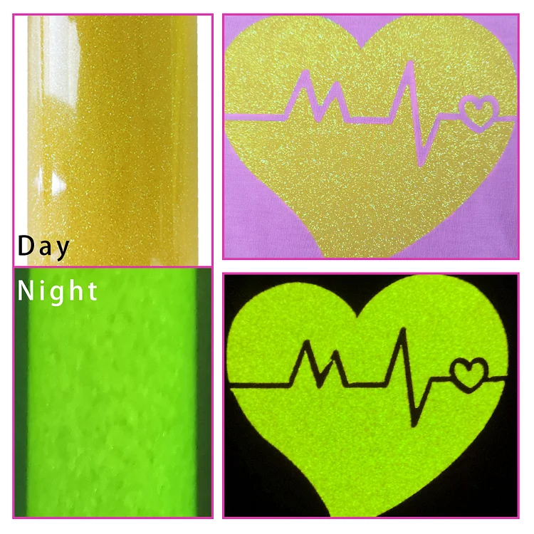 Glitter luminous Heat Transfer vinyl Glow in dark