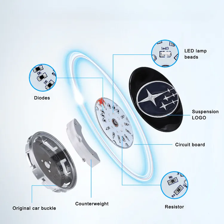 Greetlight Subaru-Compatible Magnetic Suspension Hub Caps & LED ...