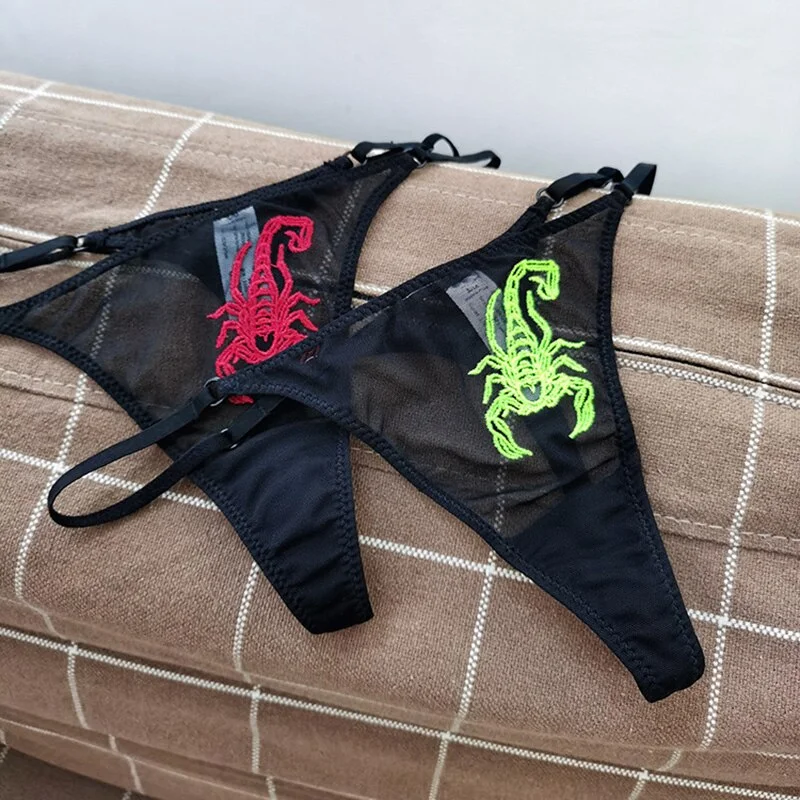 Billionm Mesh Scorpion Women Briefs Sexy Thong Transparent Panties ...