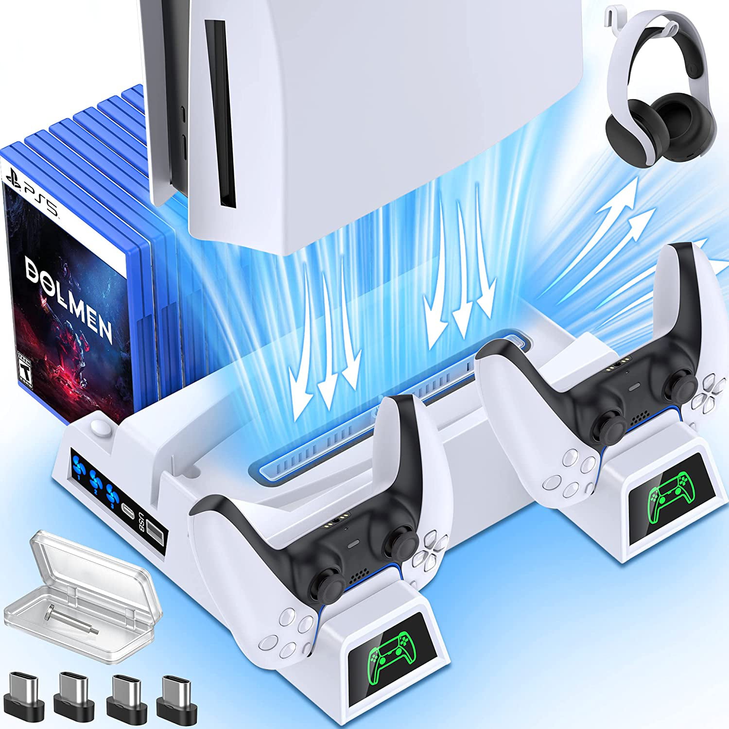 PS5 Stand with Cooling Fan for PS5 Digital Edition/Ultra HD Console ...
