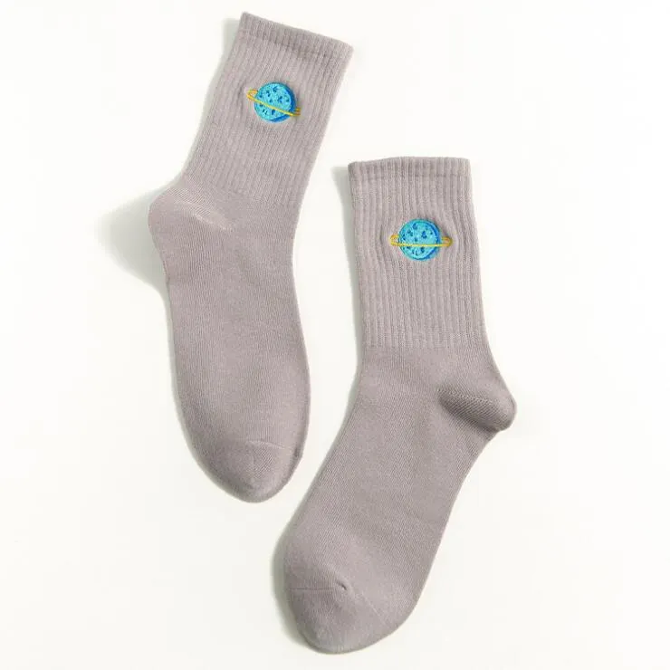 PLANET EMBROIDERY SOCKS (5 pairs)
