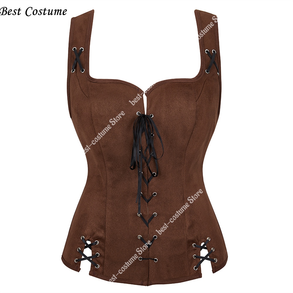 Uaang Women Pirate Renaissance Vest Cosplay Costume Steampunk Gothic ...