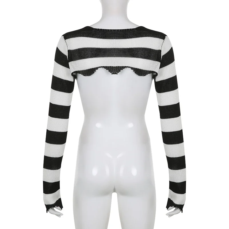 CONTRAST STRIPED CUT OUT KNIT SMOCK