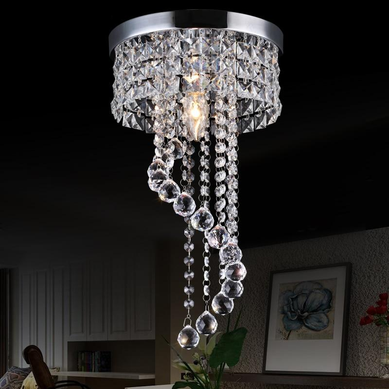 LED Crystal ceiling light Chrome Flush Mount Fixture with Raindrop ...