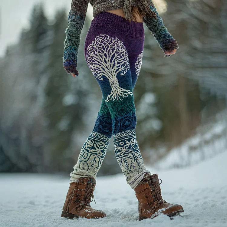 Women's Celtic Knot Tree Of Life Gradient Sports Stretch Leggings