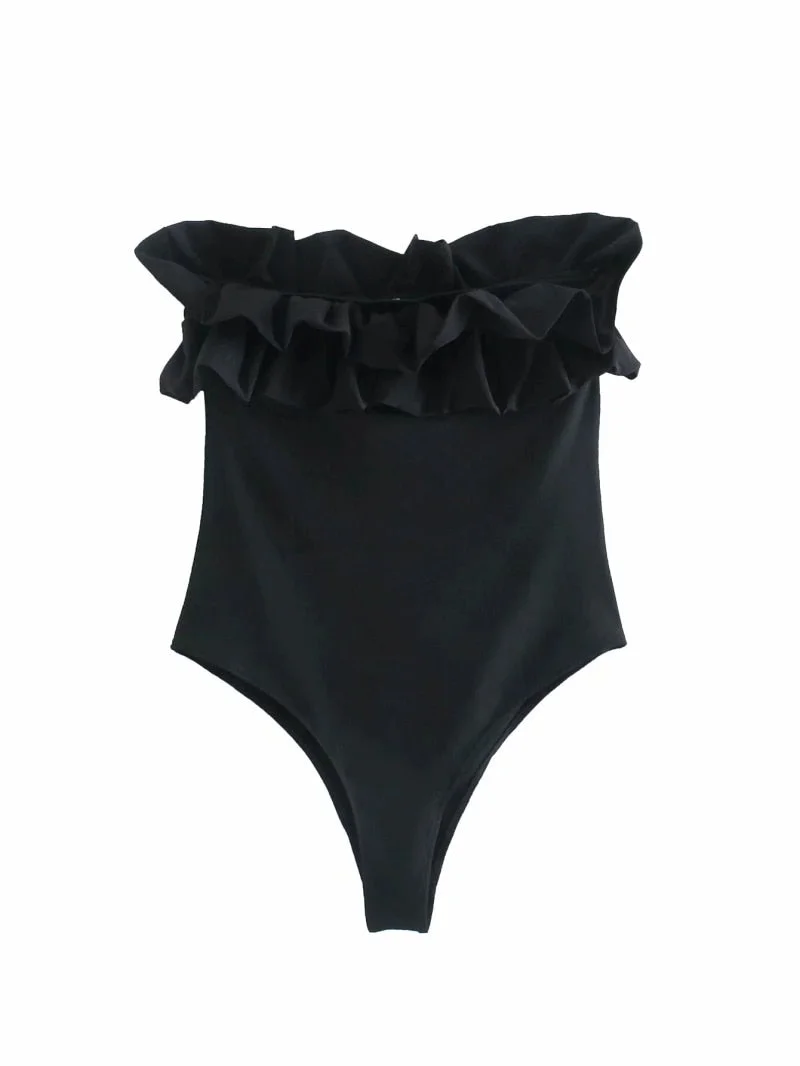 SLMD 2021 za Sexy Female Swimsuit Vintage One Piece Ruffled Push Up ...