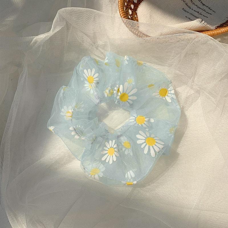 FLORAL PRINT MESH SCRUNCHIES (5 PCS)