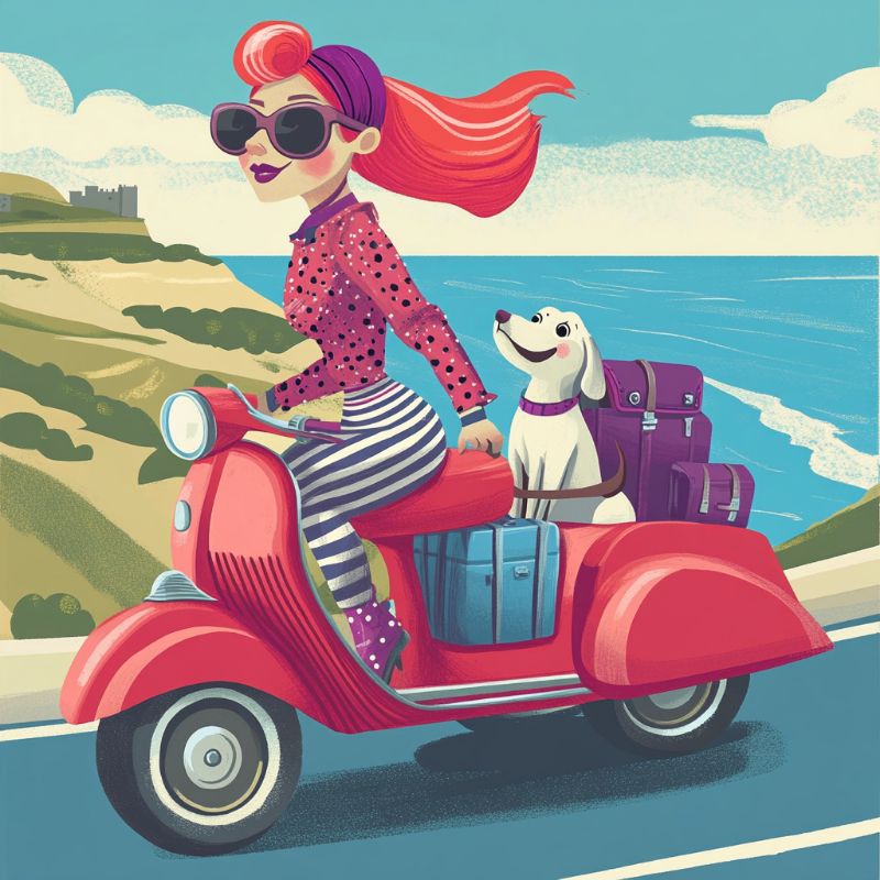 Riding a Motorcycle Girl (velvet cloth) Fairy Dust Drills full round ...