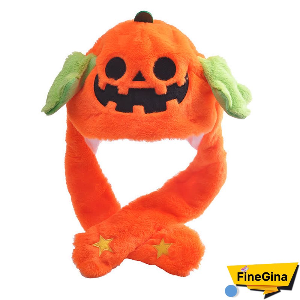 FineGina Halloween Pumpkin Ghost Bat Plush Hat With Moving Ears