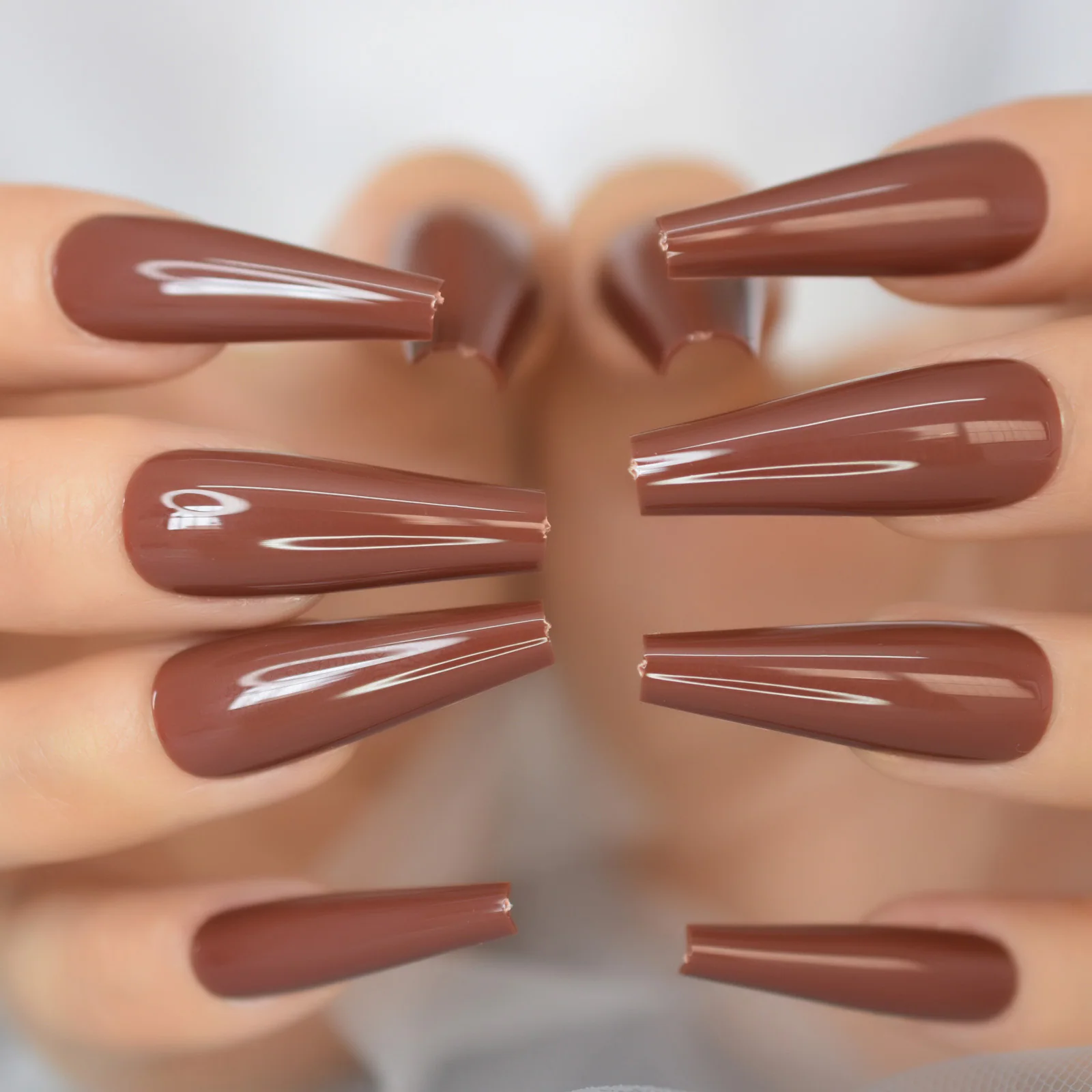 Churchf Ballerina Acrylic Fake Press On Nails Long Coffin Nep Nagels ...