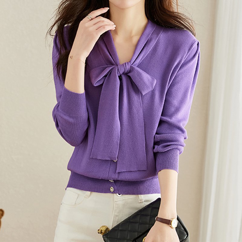 Purple Shift Knitted Sweet Sweater