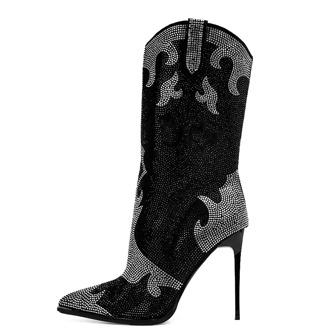 Black Party Club Boots Knee High Boots
