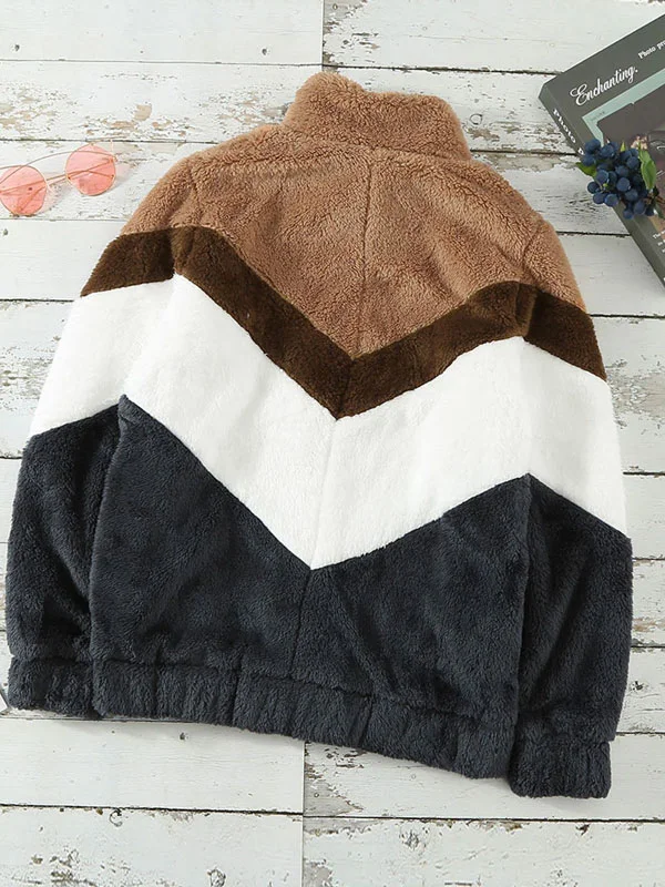 Color combination simple lambswool ladies jacket