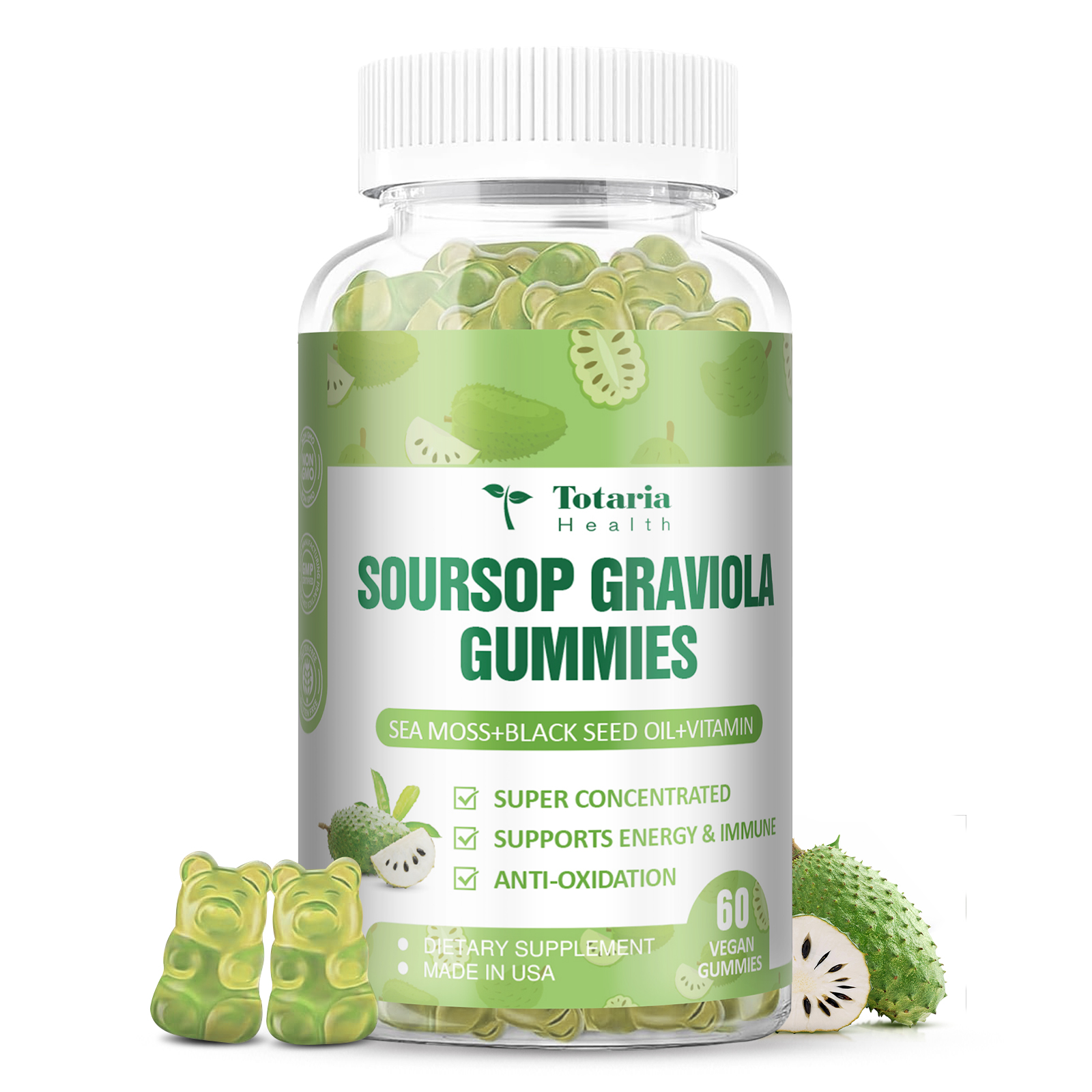 Soursop Graviola Sea Moss Gummies - 5000mg Soursop Oil Leaf with 3000mg ...
