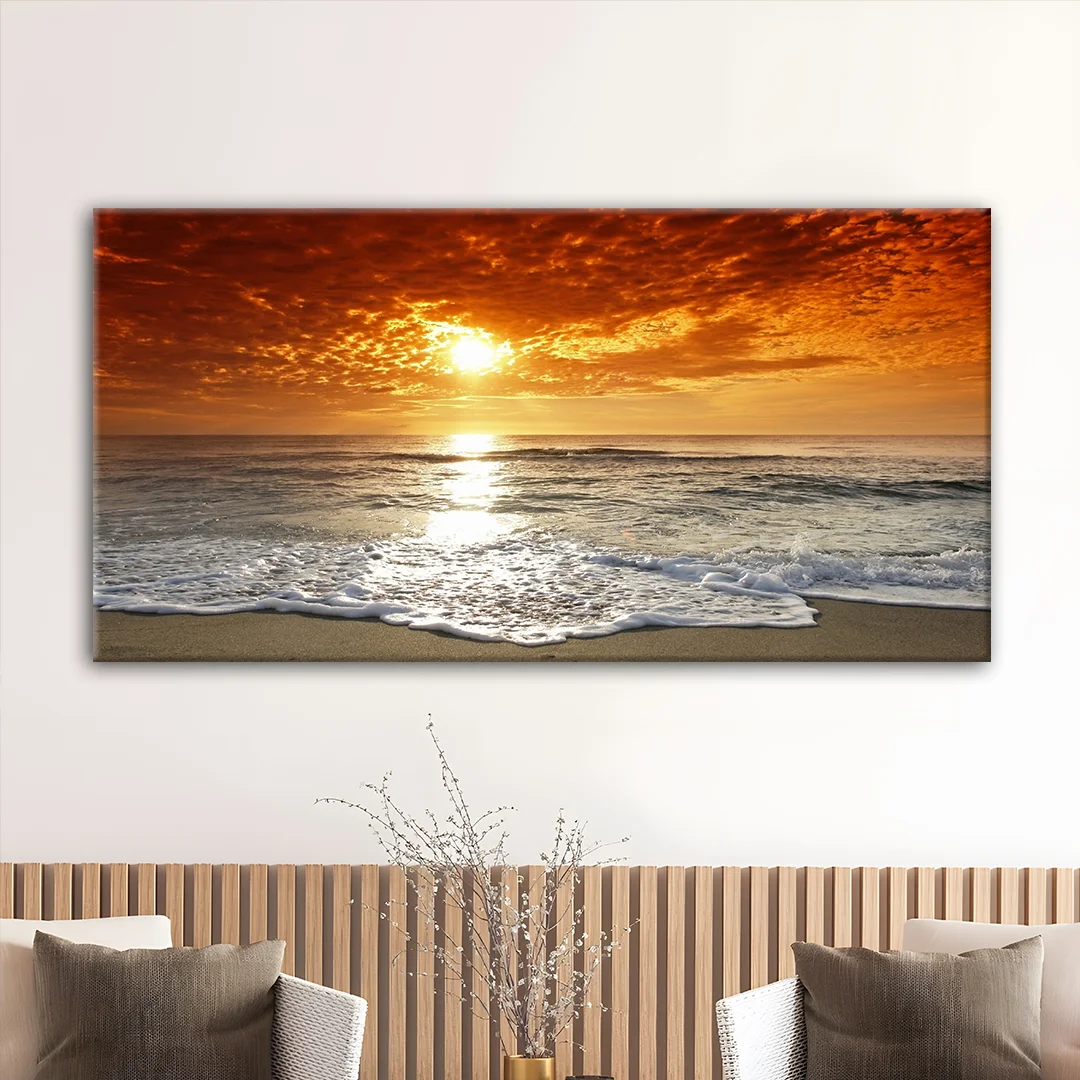 Sunset Beach Landscape Canvas Canvas Wall Art
