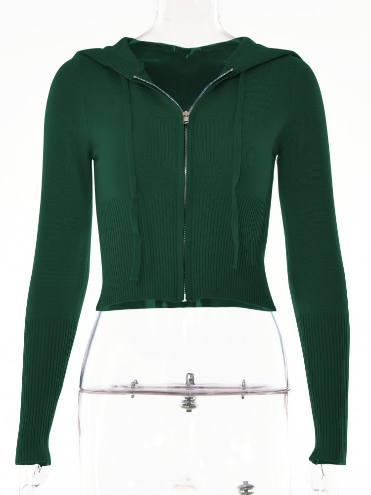 SOLID COLOR RIBBED KNIT ZIP UP HOODIE JOGGERS SET