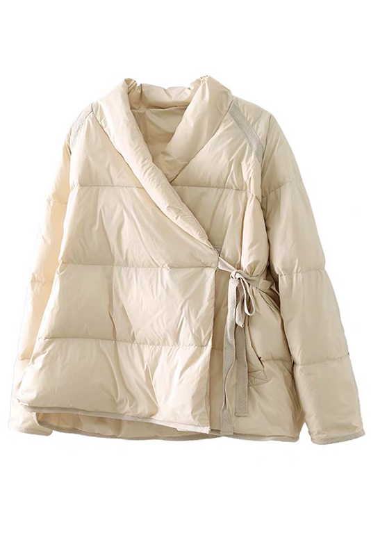Winter Simple Slanted Breast Down Jacket Retro Bread Jacket Women