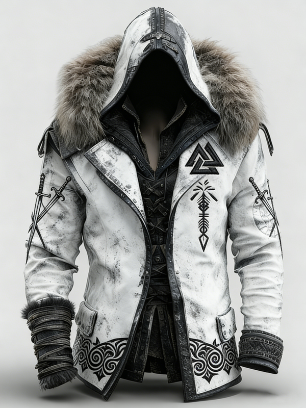 MEN'S WINTER WARM AND STYLISH COLOR-BLOCK FAUX FUR JACKET/COAT1612