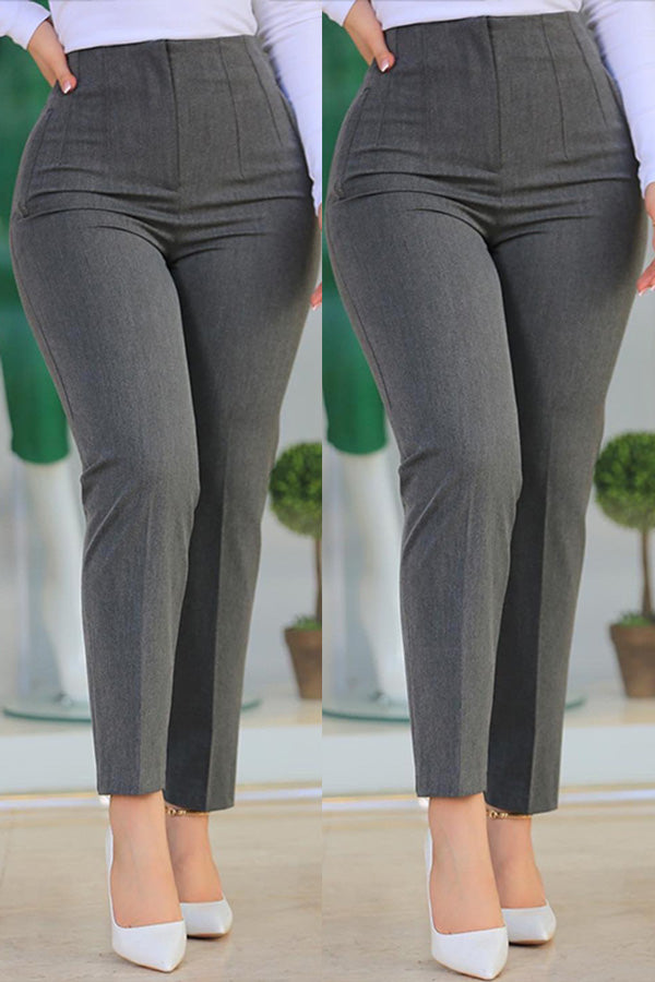 Commuter Solid Color Ruched High Waist Pants