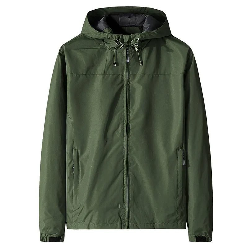 Men's Solid Color Track Jacket Outdoor Hooded Jacket