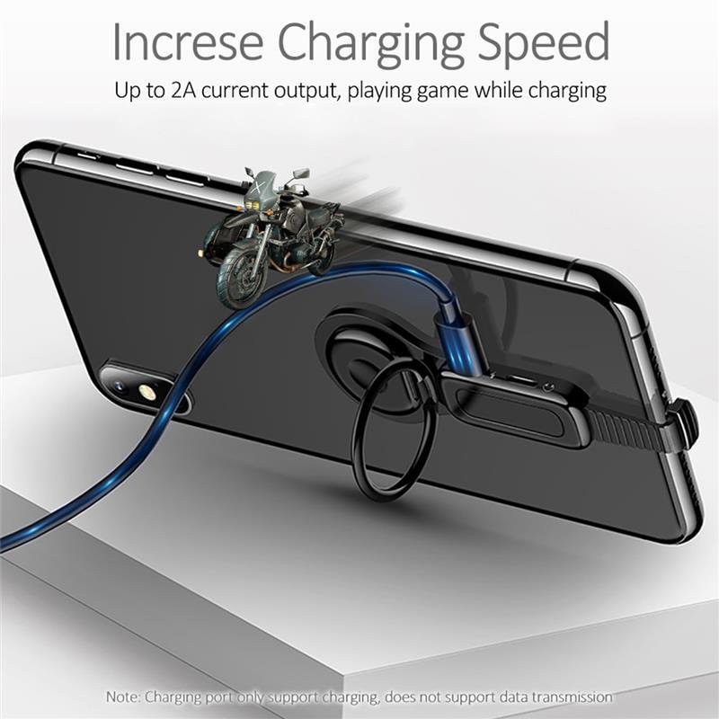 2 in 1 cable for iPhone to 3.5mm Audio Adapter Ring Holder Charger Fast ...