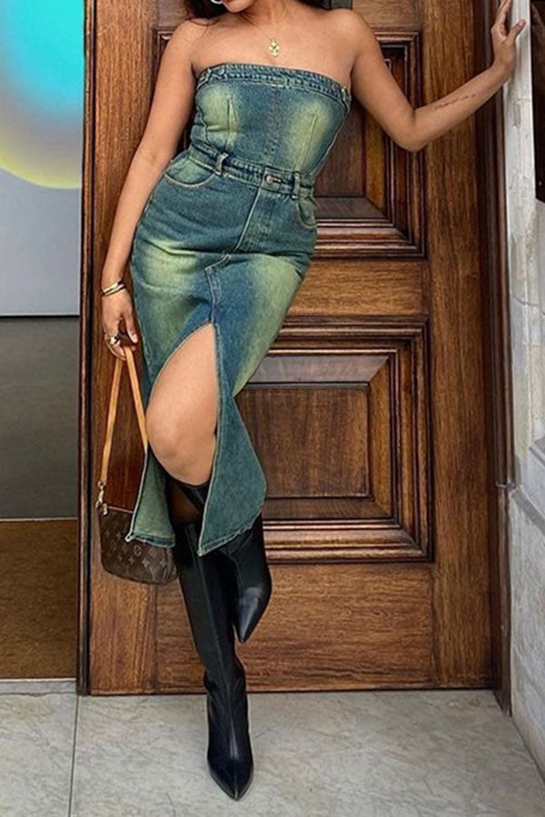 Solid Color On-trend Split Front Dress Suit