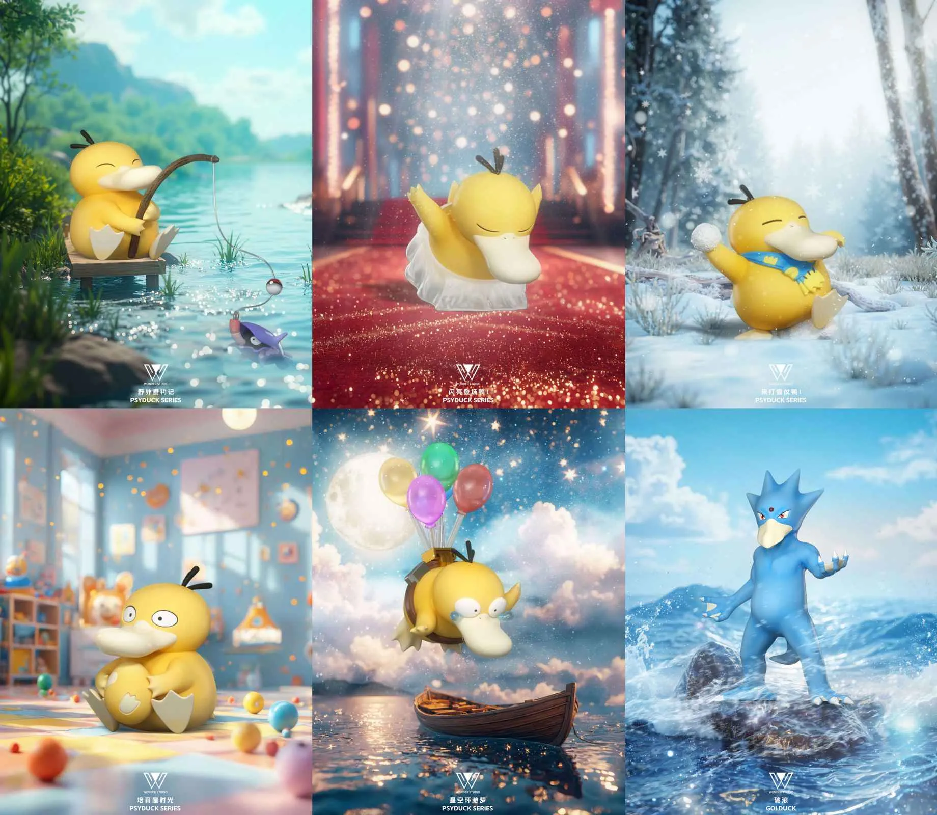 1/20 Scale World Zukan Psyduck & Golduck - Pokemon Statue - Wonder Studio