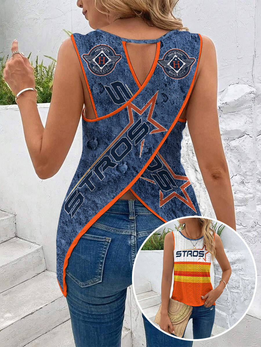 2025 City Connect Cut Out Wrap Cross Wrap Back Asymmetrical Hem Tank Top