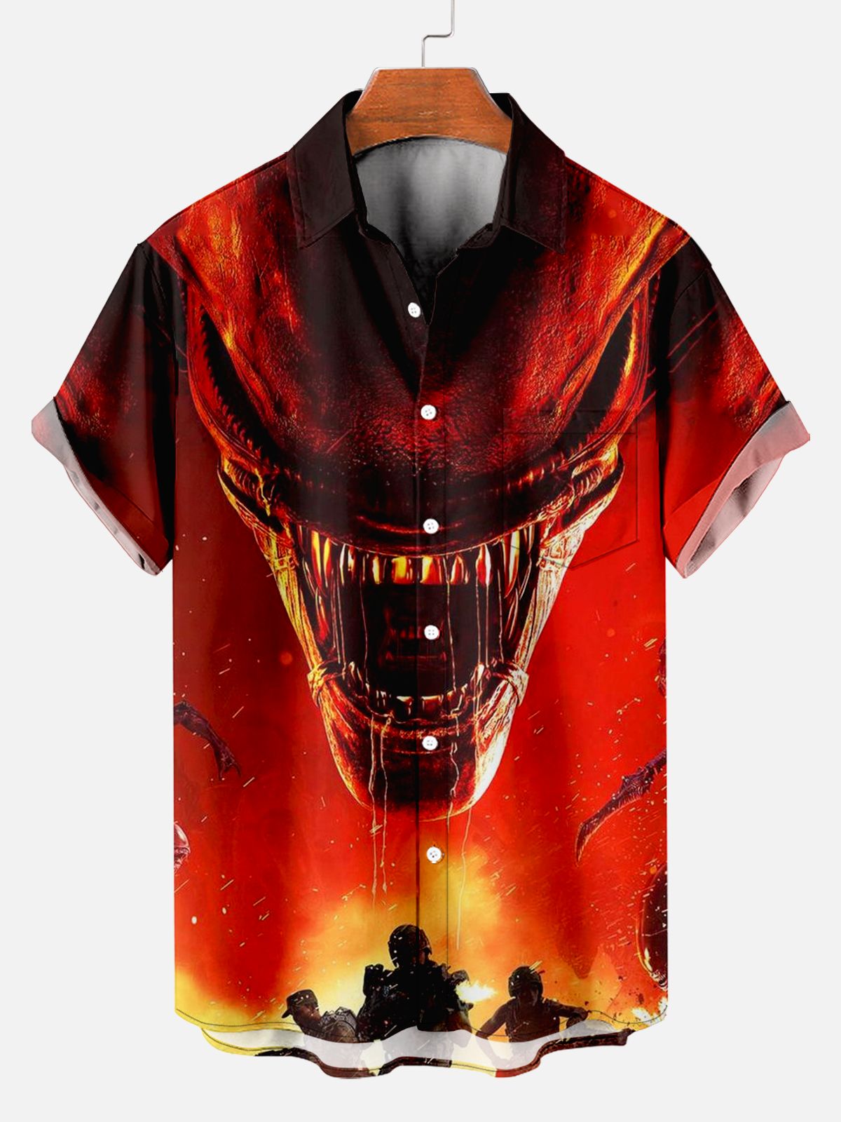 Men's outer space monster print shirt