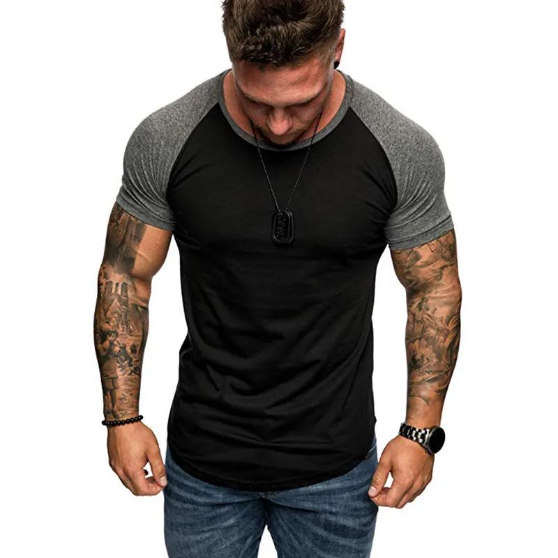 Men Color Contrast Summer T-shirt Workout Shirts for Men Short Sleeve ...