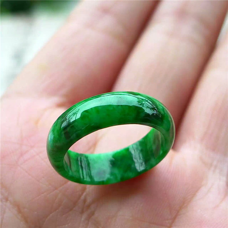 Natural Sun Green Floating Flower Jade Ring - Unmounted, Versatile ...
