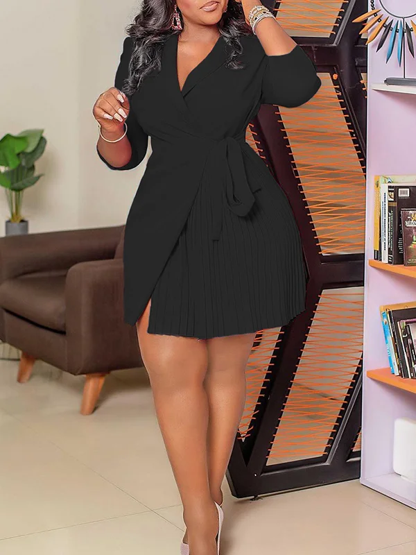 Elegant Harmony: V-Neck Mini Dresses with Three-Quarter Sleeves ...