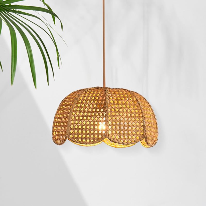 Handwoven Rattan Chandelier flower Pendant Light