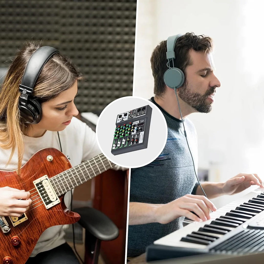 Asmuse 4 Channel Audio Mixer, Portable Mini Sound Mixer Console with ...