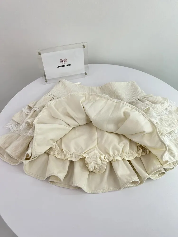 Woherb Women Fairycore Ball Gown Romantic Mini High Waist Lace ...