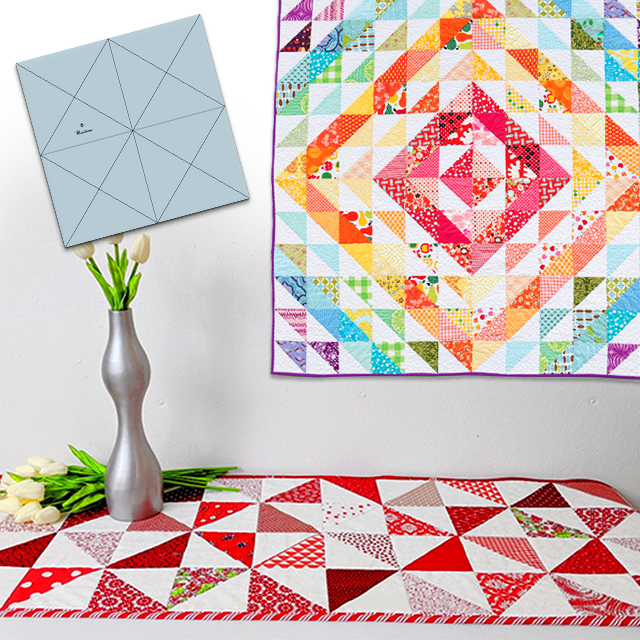Perfect Half Square Triangle Quilting Template - Instructions Included
