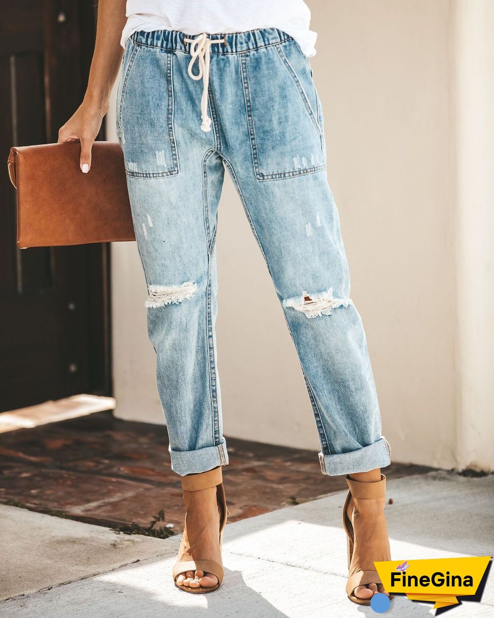 FineGina Broken Knees And Jeans