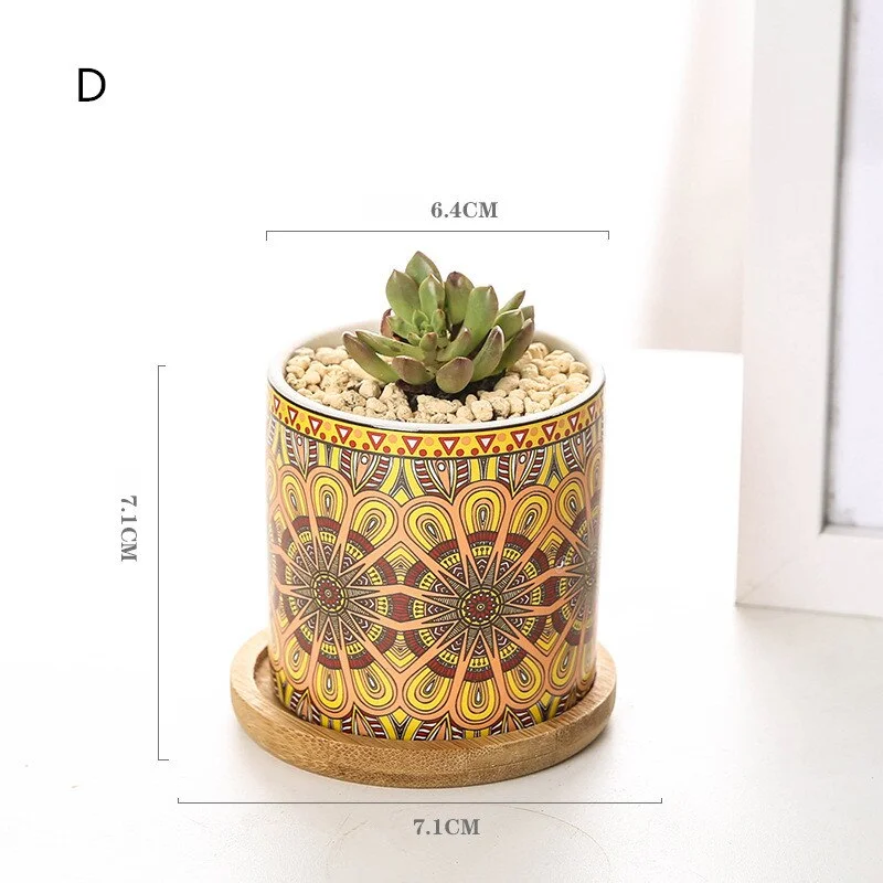Ceramic Mandala Color Flower Pot Bonsai Small Pots for Flowers ...