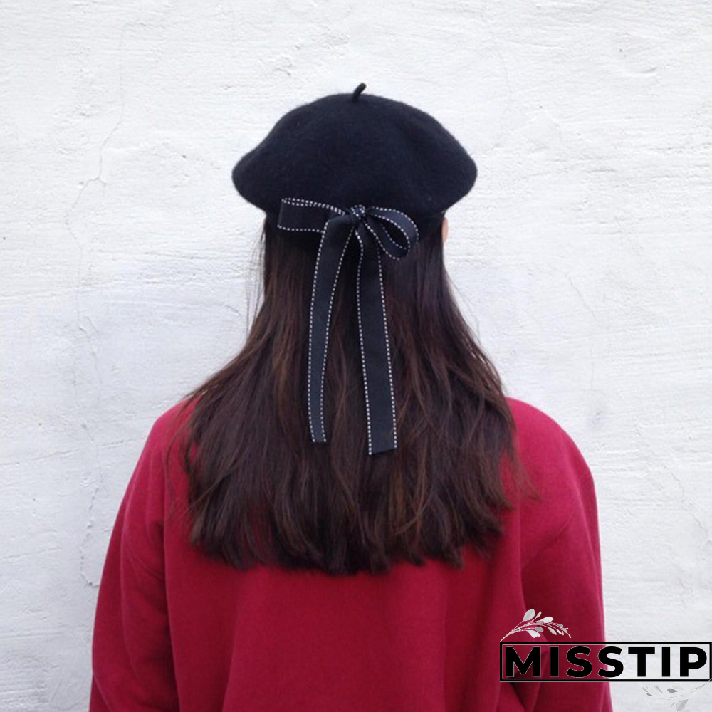 Vintage Bow Beret Hat - MissTip
