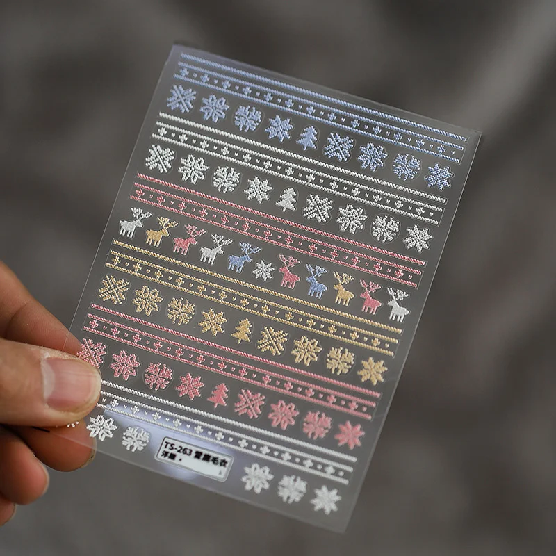 Churchf 5D Engraved Nail Sticker Red Rose Flower Leopard Butterfly ...