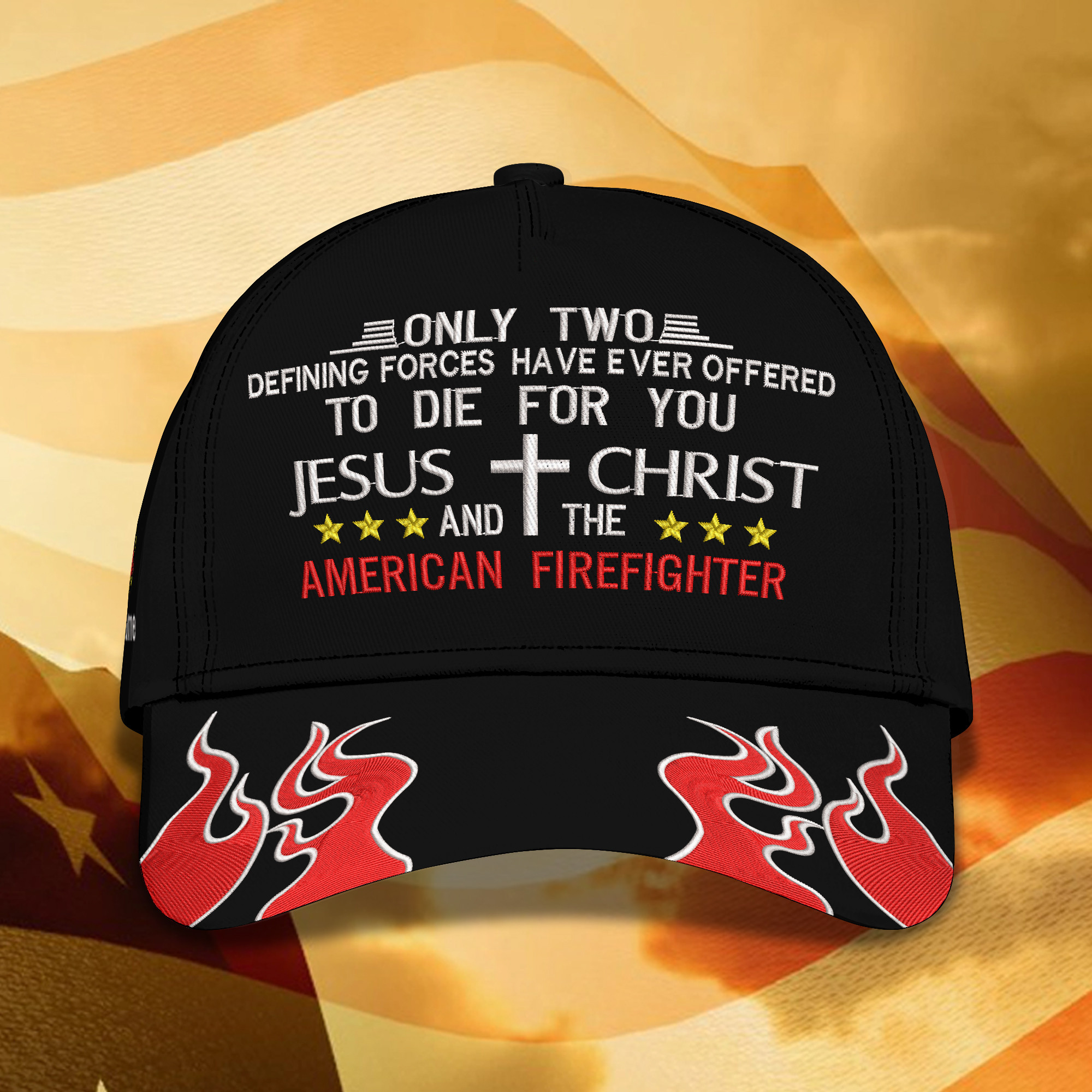 American Firefighter Custom Embroidery Cap - Jesus Christ Embroidery Cap