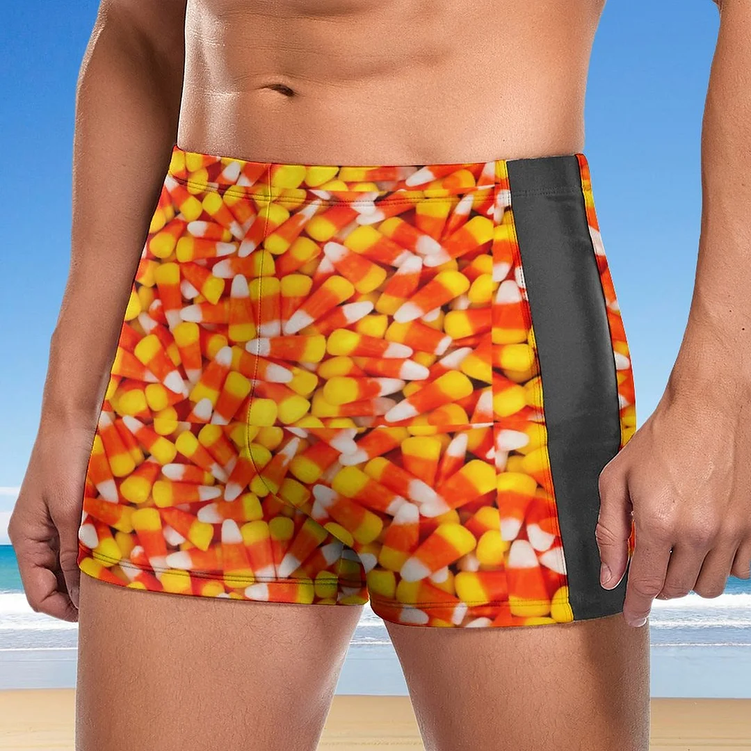 SFNEEWHO Candy Corn Swim Brief Square Leg Mens Board Shorts Swimwear ...