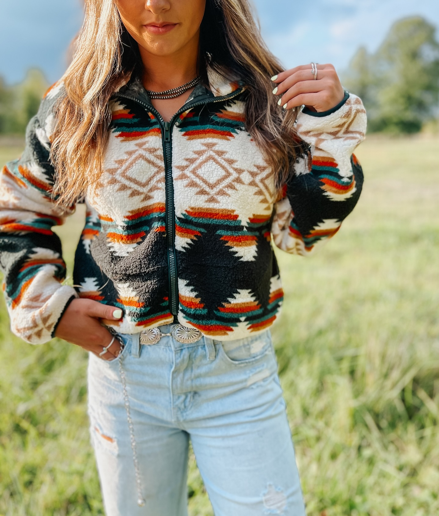 Diamond Contrast Short Sherpa Jacket