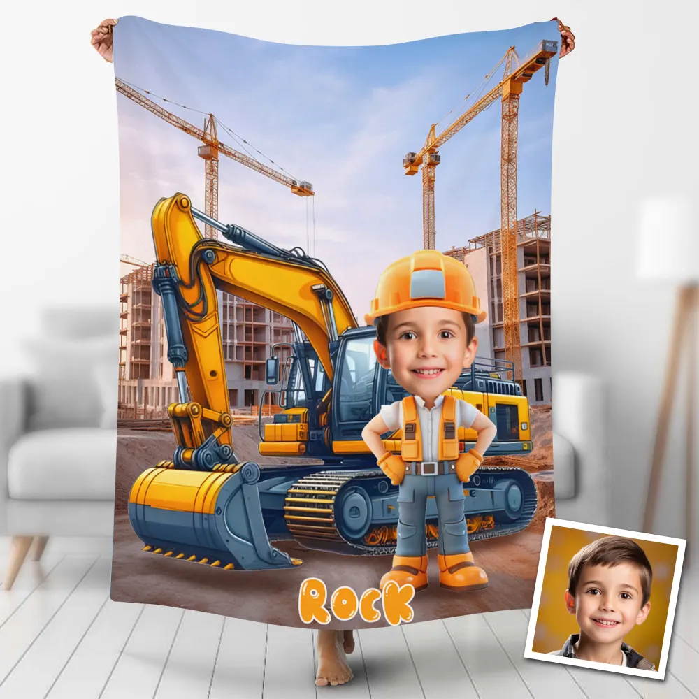 Custom Blankets Personalized excavator boy Blanket