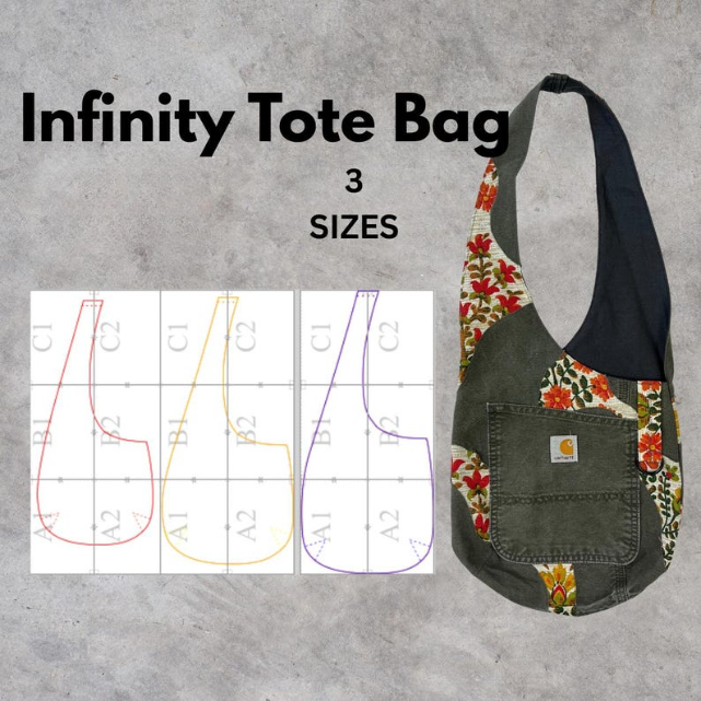 DIY Patchwork Infinity Tote Bag Sewing Template - With Instructions
