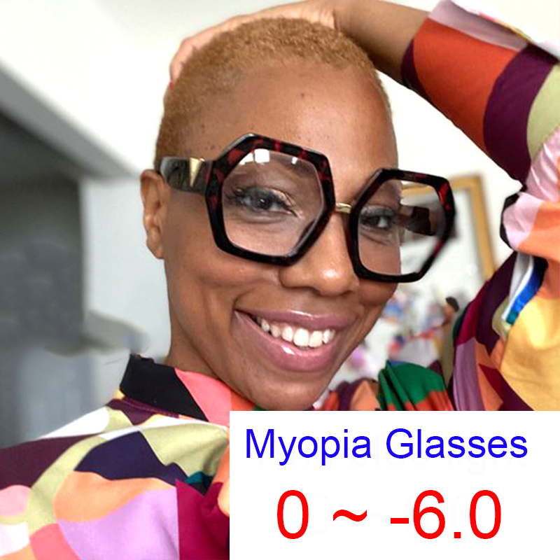 Classic Polygon Myopia Glasses Women Brand Designer Large Eyeglasses ...