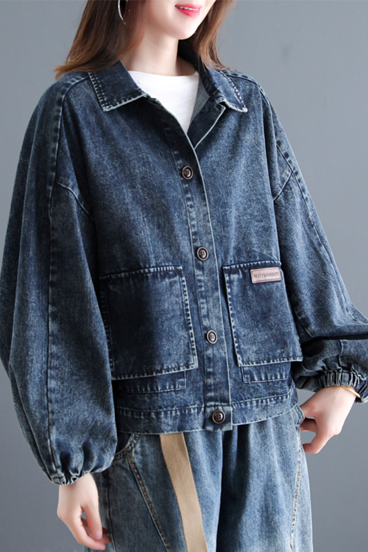Plus Size Tooling Fashion Loose Short Jacket Denim Jacket