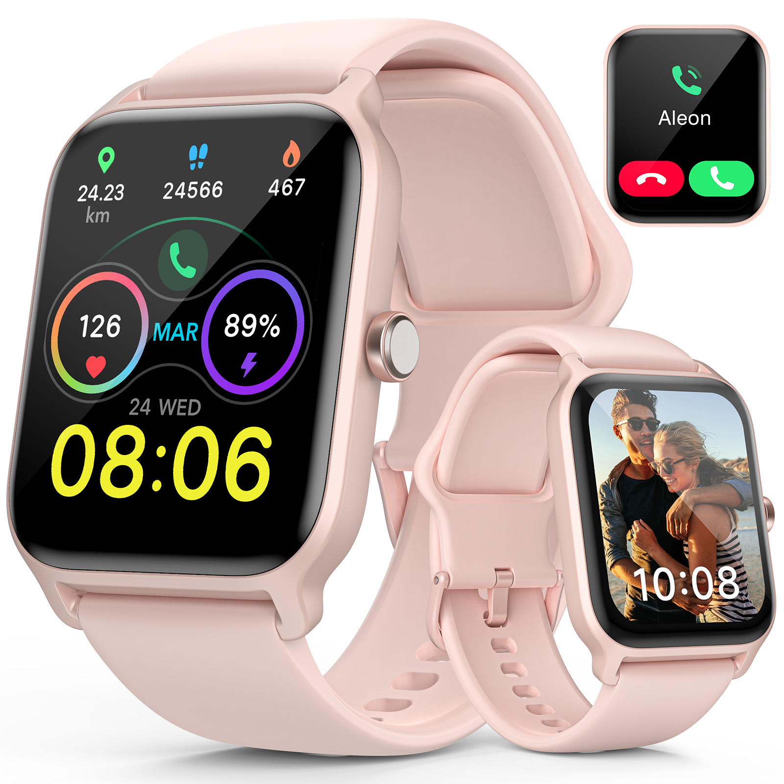 Quican W13 Smartwatch with Bluetooth Call Function - PInk