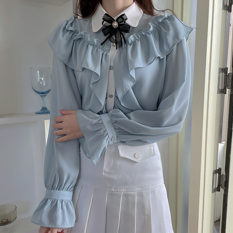 KOREAN RUFFLE FLARE LONG SLEEVE SHIRT