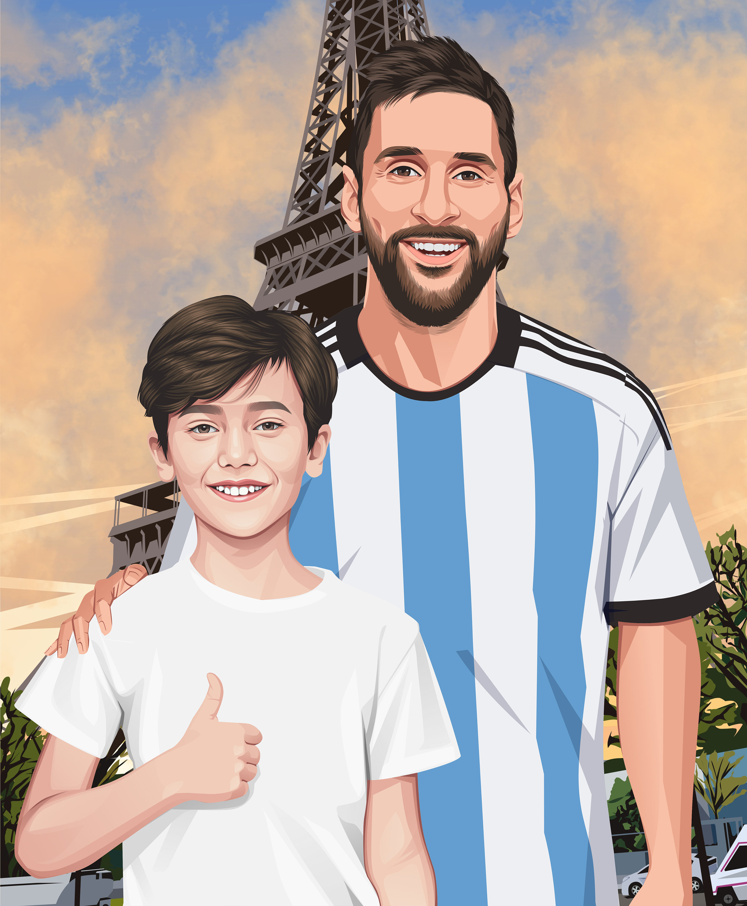 Lionel Messi Custom Illustration, Soccer Portrait,Soccer Lovers Gift ...